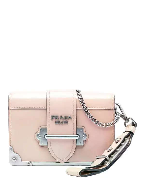 Prada Cahier Crossbody Bag In Spazzolato Soft Calfskin - Pink
