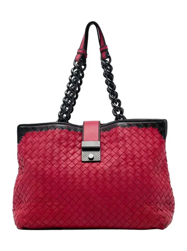 Bottega Veneta Nappa Intrecciato Karung Glass Tote Bag - Red
