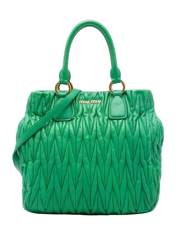 Miu Miu Matelassé Nappa Satchel - Green