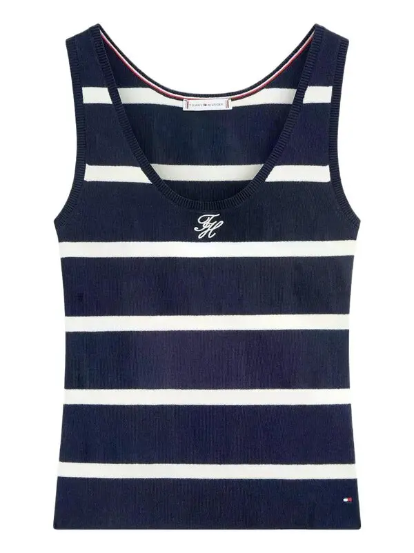 Tommy Hilfiger Striped Scoop Neck Tank Top - Blue