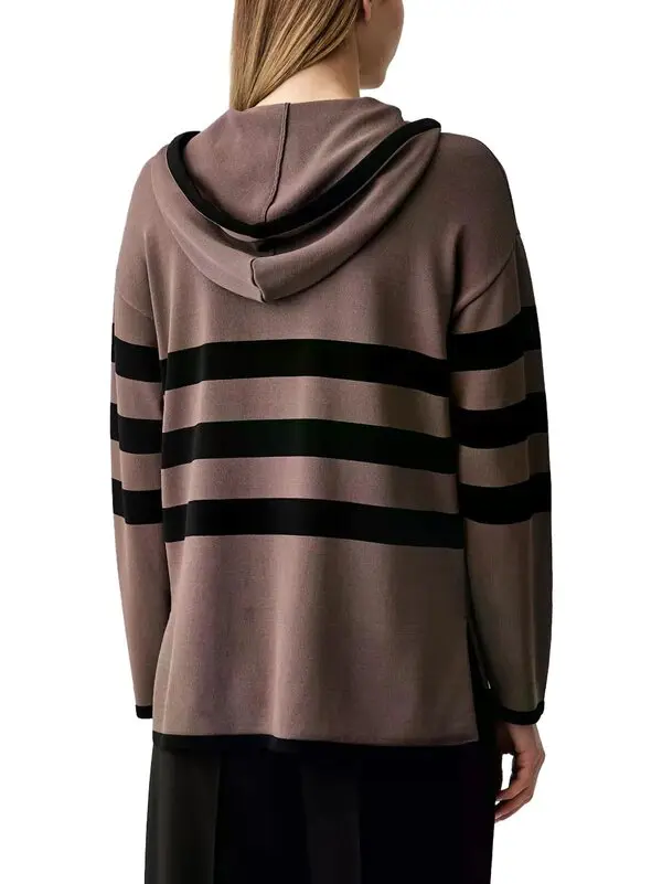 Joseph Ribkoff Embellished Striped Hoodie - Brown