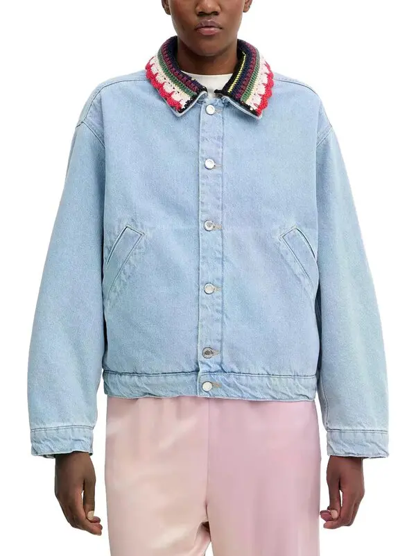 Stine Goya Denim Jacket With Crochet Trim - Blue