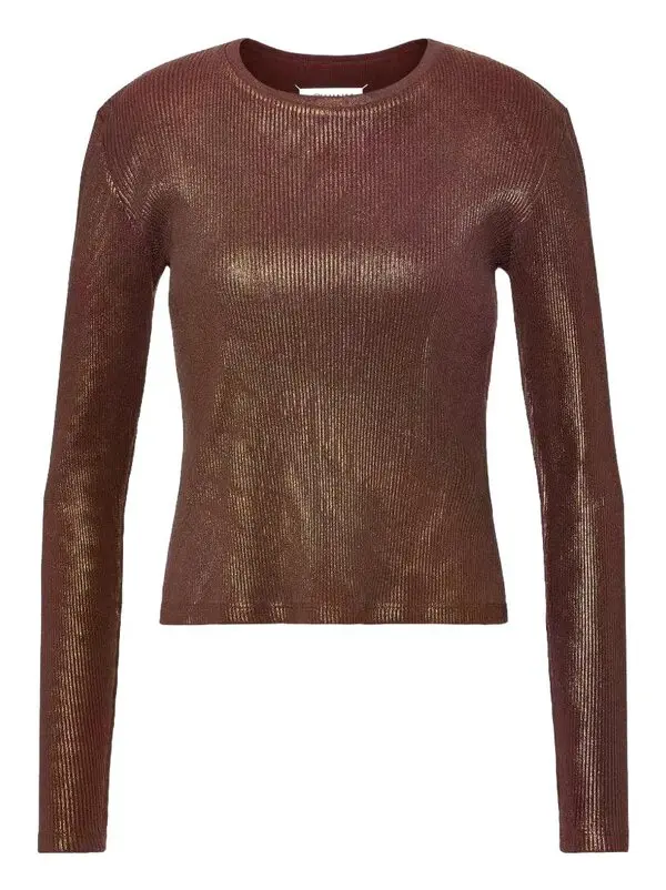 MAISON MARGIELA Foiled Ribbed Long Sleeve T-shirt - Brown