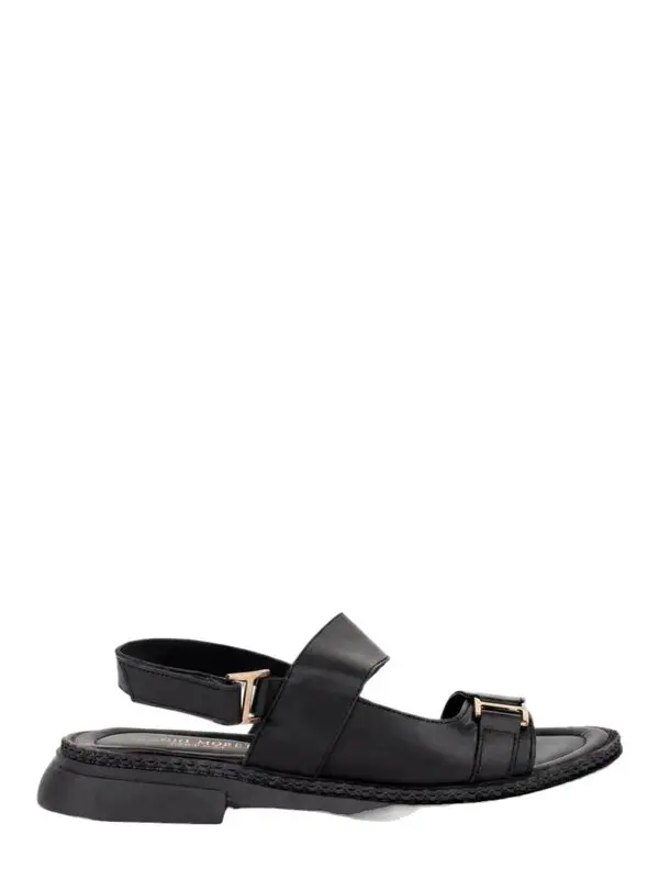 SERGIO MORETTI FIRENZE Buckle Detail Slingback Sandals - Black