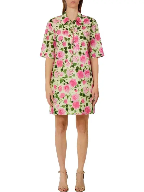Liu Jo Floral Print Lace-up Dress - Neutrals