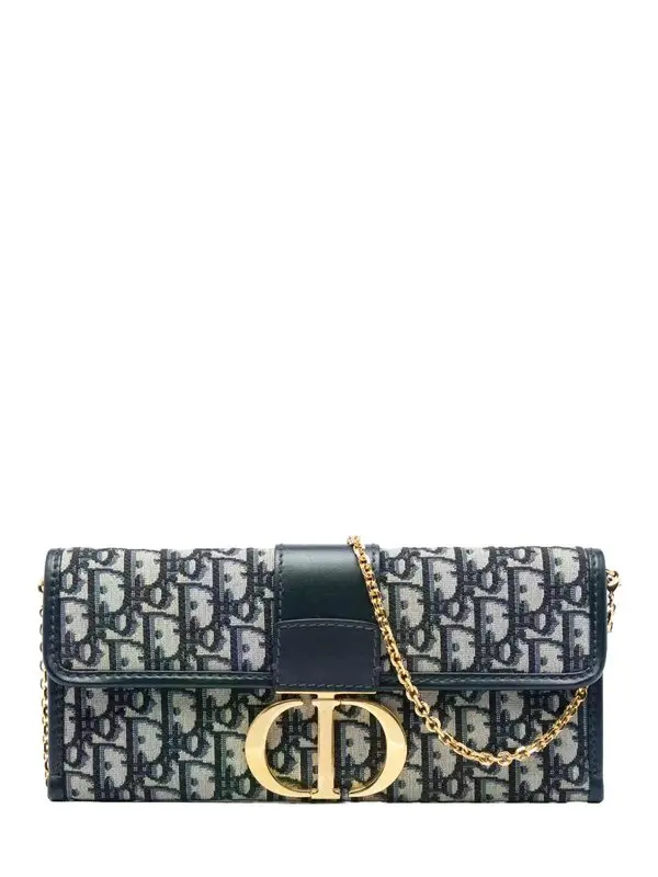 Dior Oblique Canvas 30 Montaigne Clutch With Chain Crossbody Bag - Blue