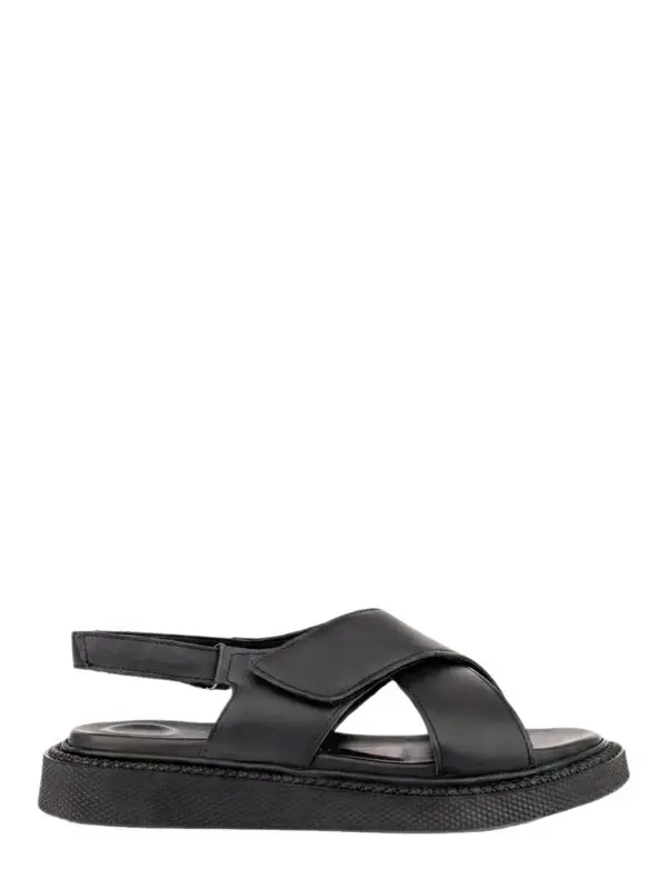 SERGIO MORETTI FIRENZE Crossover Strap Sandals - Black