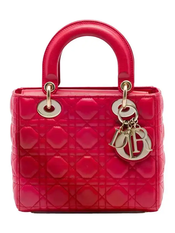 Dior Small Lambskin Cannage Lady Satchel - Red