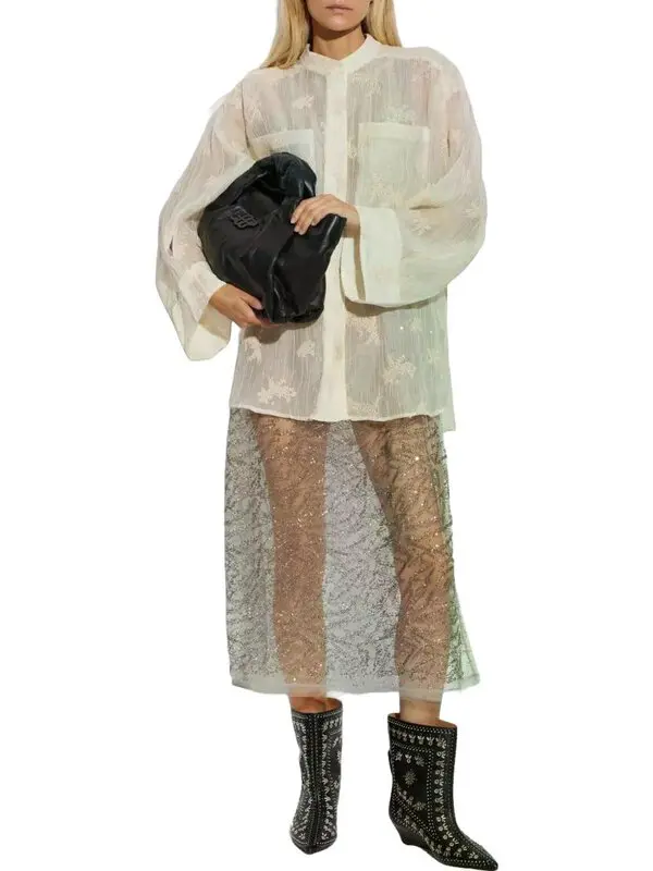 Munthe Fortunato Embroidered Sheer Shirt - Neutrals
