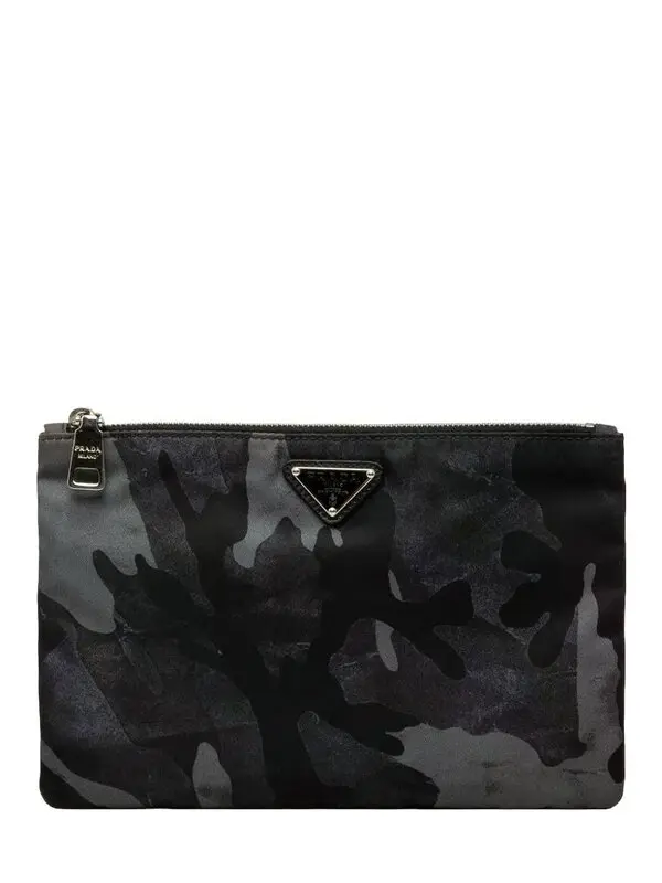 Prada Tessuto Camouflage Clutch Bag - Blue