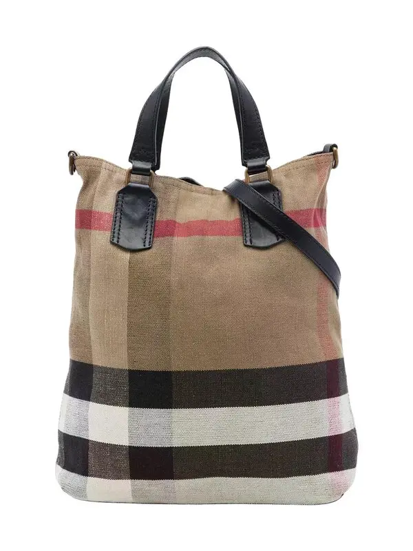 Burberry Check Canvas Satchel With Pouch - Brown