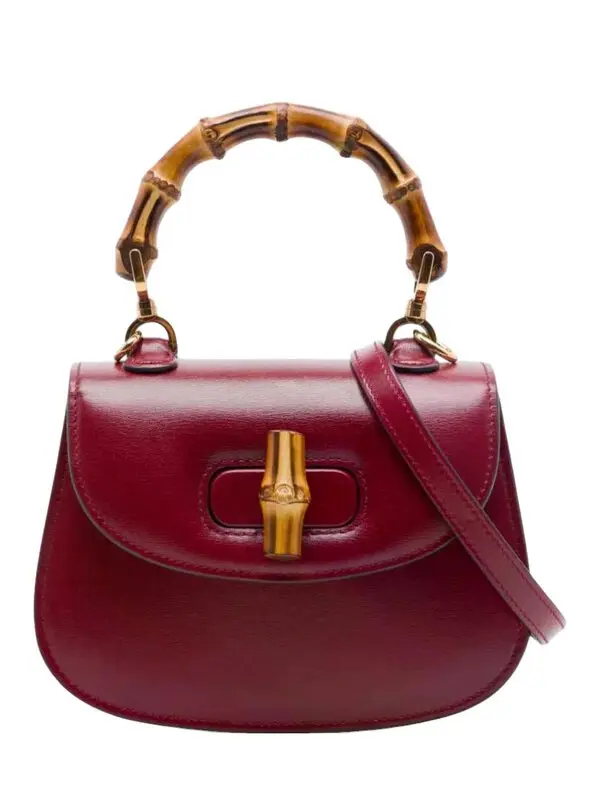 Gucci 1947 Bamboo Top Handle Bag Satchel - Red