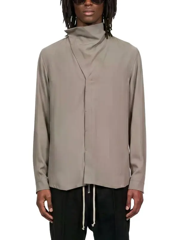 Rick Owens Asymmetric-front Long-sleeve Shirt - Grey