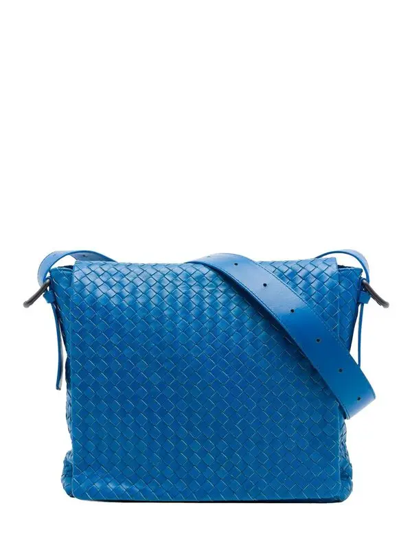 Bottega Veneta Nappa Intrecciato Flap Crossbody Bag - Blue