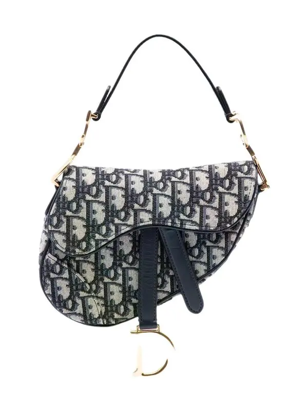 Dior 2018 Mini Oblique Canvas Saddle Bag - Blue