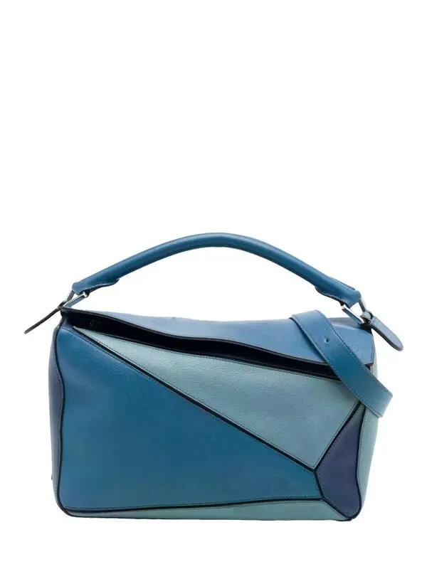Loewe Medium Tricolor Calfskin Puzzle Satchel - Blue
