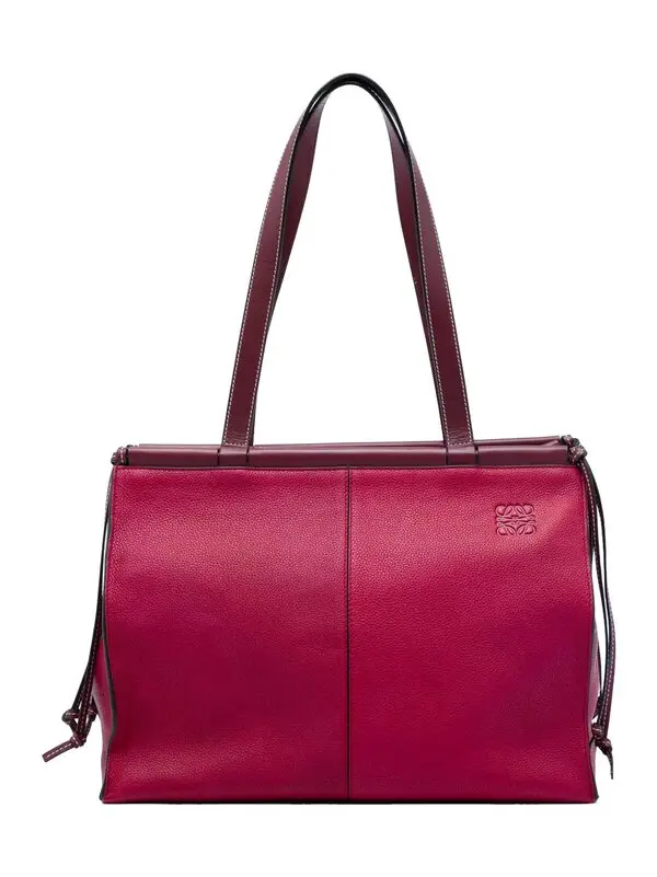 Loewe Medium Leather Cushion Tote Bag - Red
