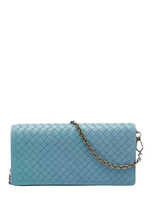 Bottega Veneta Nappa Intrecciato Wallet On Chain Crossbody Bag - Blue