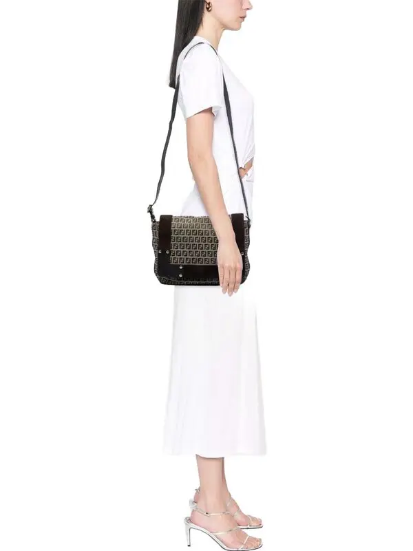 Fendi Zucchino Canvas Messenger Bag - Neutrals
