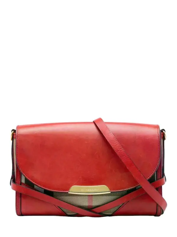Burberry Leather And House Check Canvas Crossbody Bag - Brown
