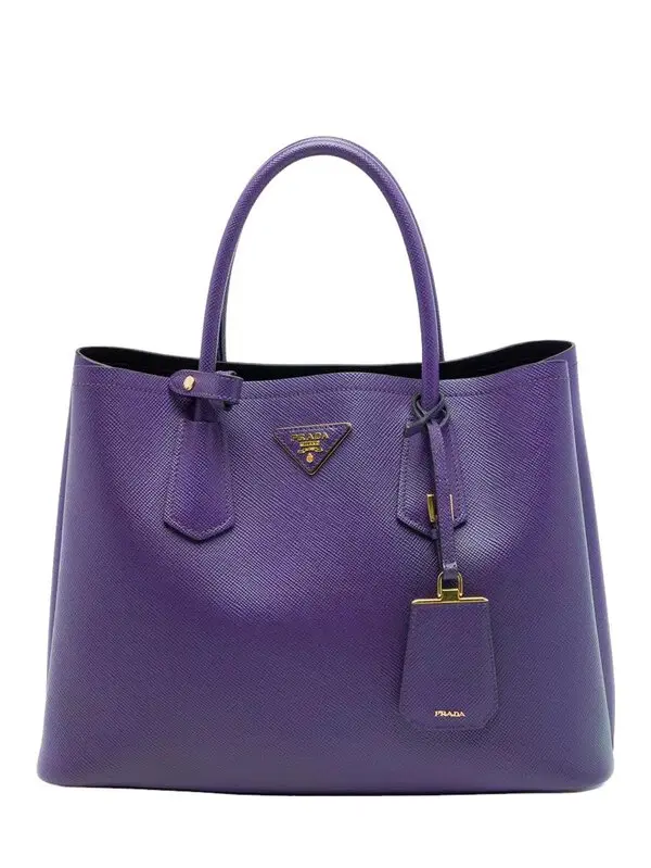 Prada Saffiano Cuir Double Satchel - Purple