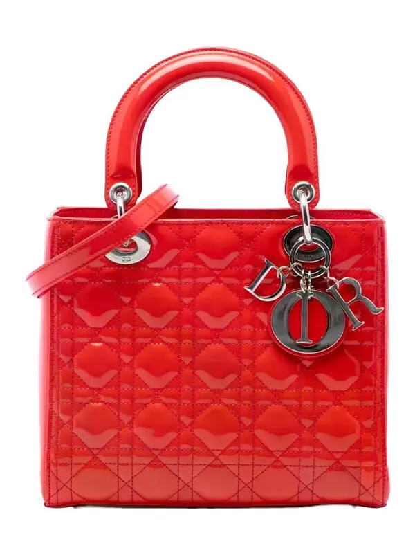 Dior Patent Cannage Lady Satchel - Red