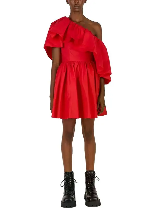 Alexander McQueen Off-shoulder Ruffled Minidress - Red