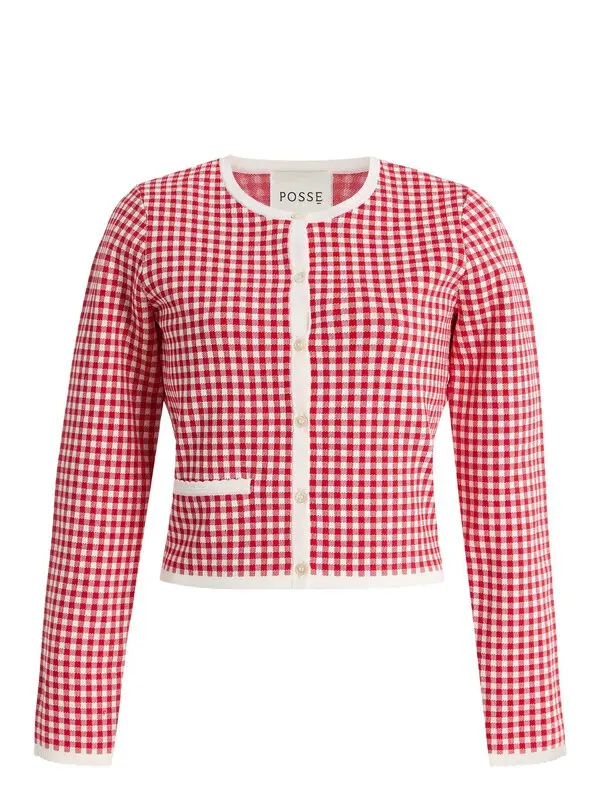 Posse Micah Gingham Knit Cardigan - Red