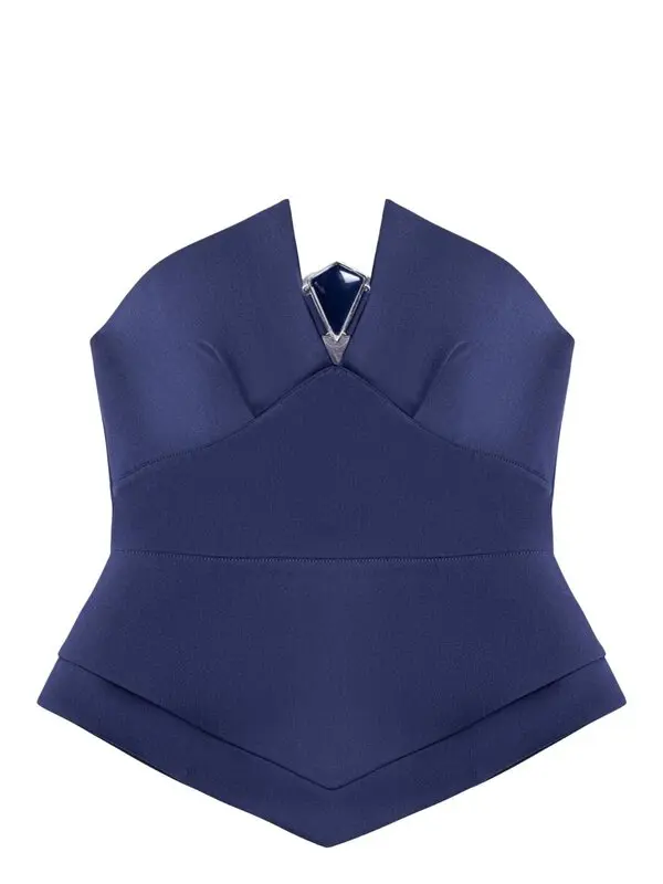 NOCTURNE Strapless Sculpted Bustier Top - Blue