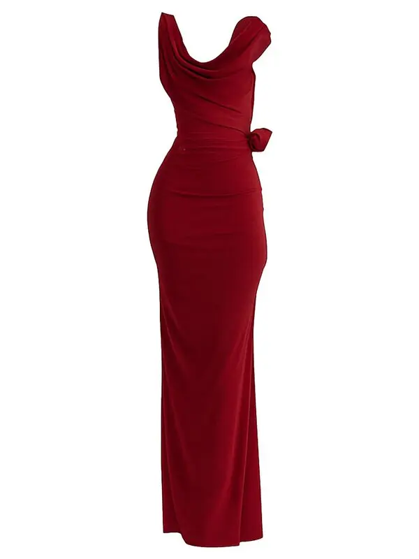 MAISON DE GALA Adele Draped Maxi Dress - Red