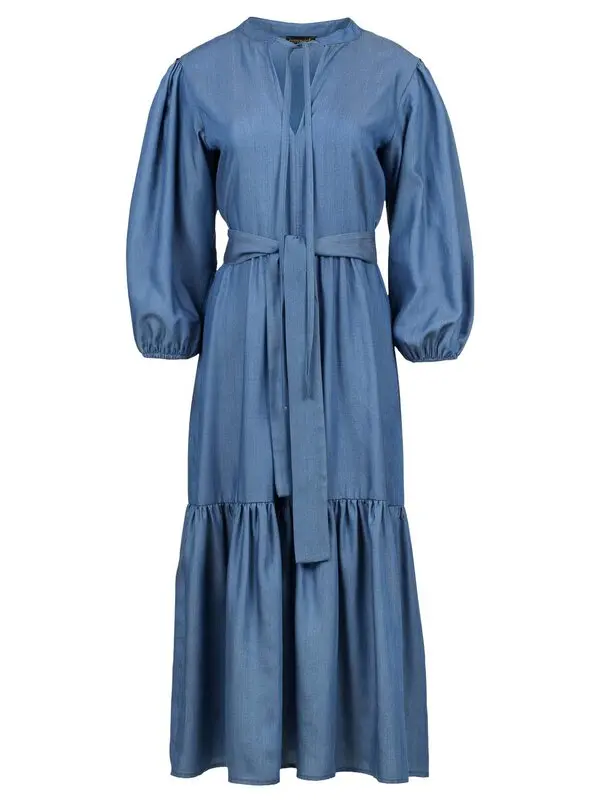 CONQUISTA Indigo Denim Style Midi Dress - Blue