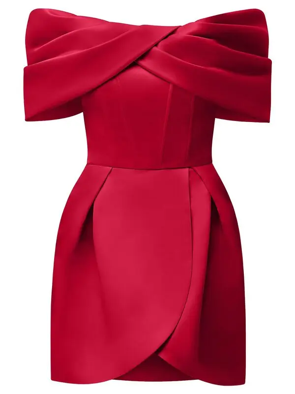 TIA DORRAINE Love In Bloom Off-shoulder Mini Dress - Red