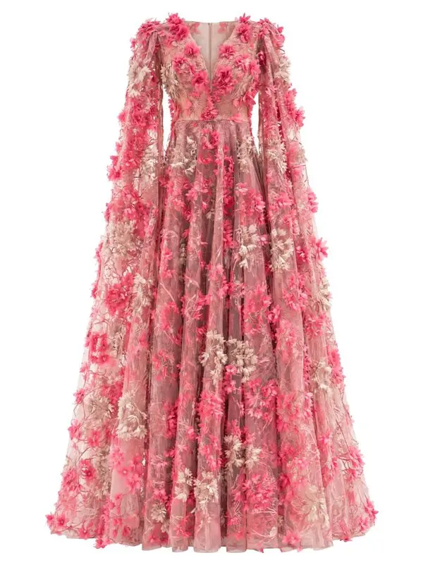 MATSOUR'I Maxi Dress With Detachable Sleeves - Orange