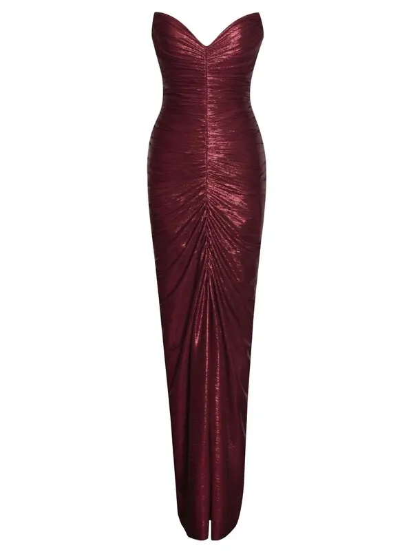 MISS CIRCLE NEW YORK Sable Ruched Glitter Gown - Red