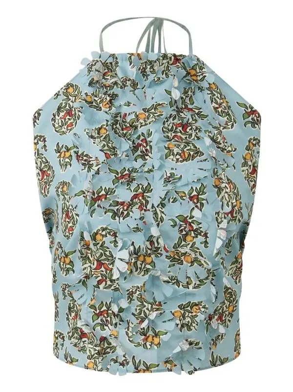 PECANPEPPERPELICAN Habanero Pepper Halter Top - Blue