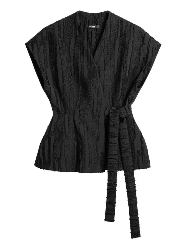 NOCTURNE Textured Belted Vest - Black