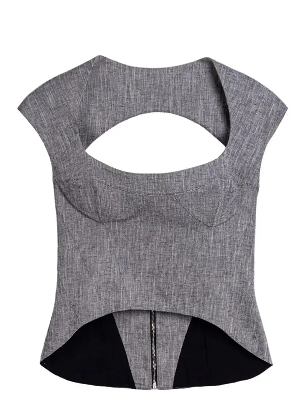 NOCTURNE Tailored Open-back Top - Grey