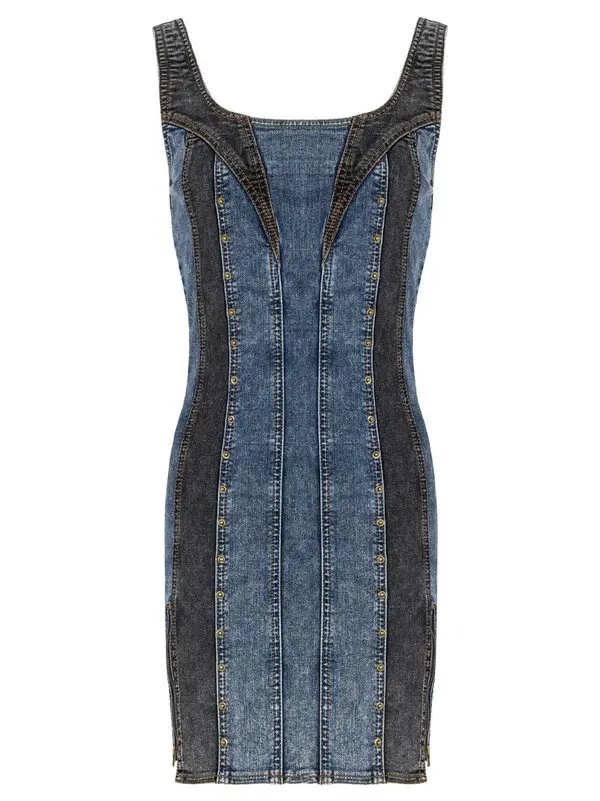 PCFG Two Color Denim Dress - Blue