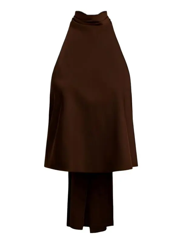 CENTRE PIECE Halter Neck Scarf Top - Brown