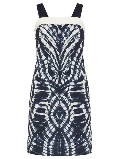 CONQUISTA Asymmetrical Panel Print Dress - Black