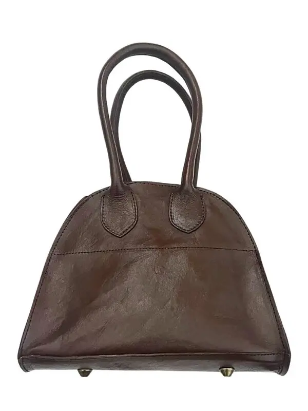 Pink Haley Darcy Handmade Leather Satchel - Brown
