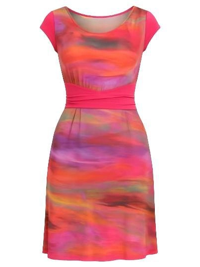 CONQUISTA Print Tie Waist Dress - Red