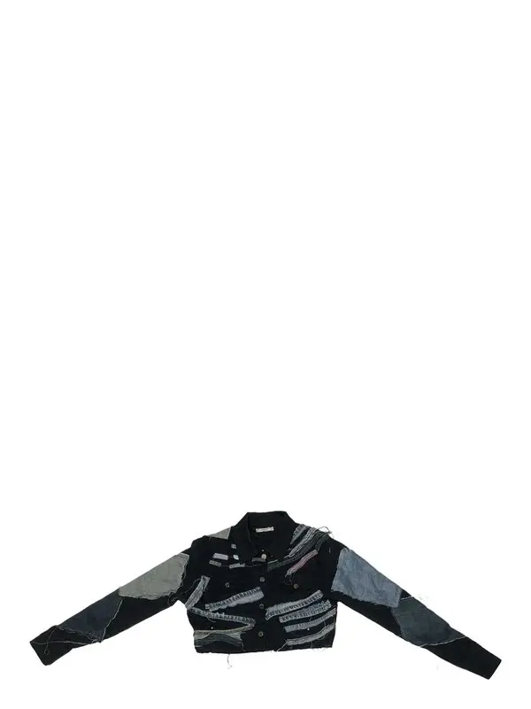 ZASTASTUDIO Deconstructed Denim Crop Jacket - Black/blue
