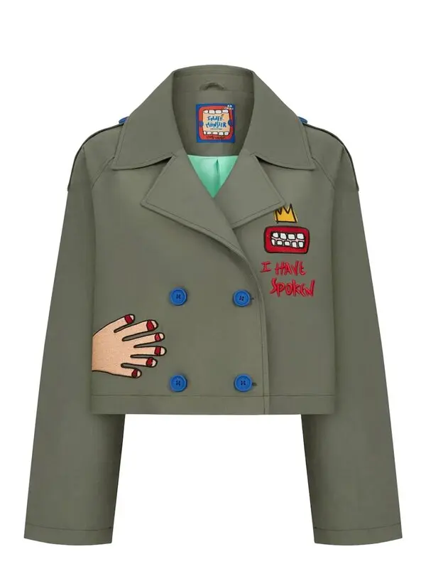 KING NAKED Vox Veil Embroidered Trenchcoat - Green