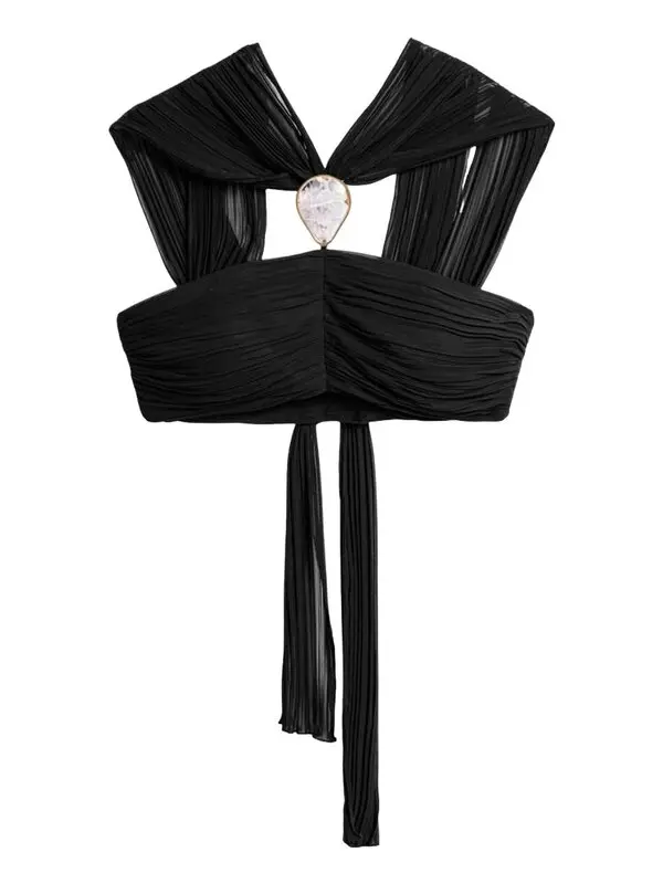 NOCTURNE Strapless Draped Bustier Top - Black