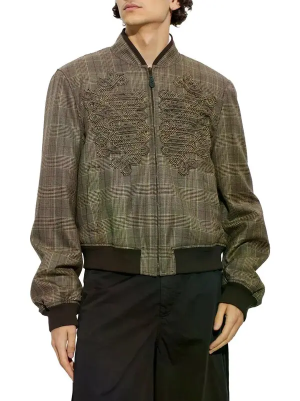 Alexander McQueen Check Wool Bomber Jacket - Brown