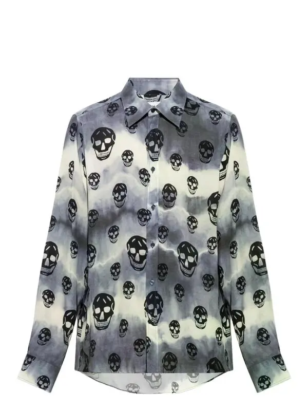 Alexander McQueen Skull-motif Tie-dye Shirt - Grey