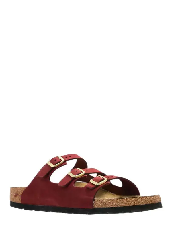 BIRKENSTOCK Leather Sandals With Gold-tone Buckles - Red