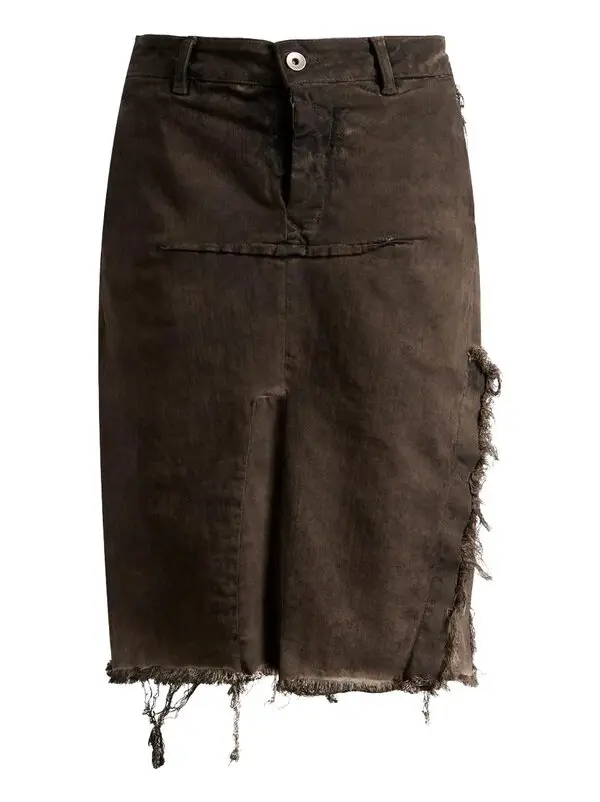 Rick Owens Sliced Denim Skirt - Dust Combo