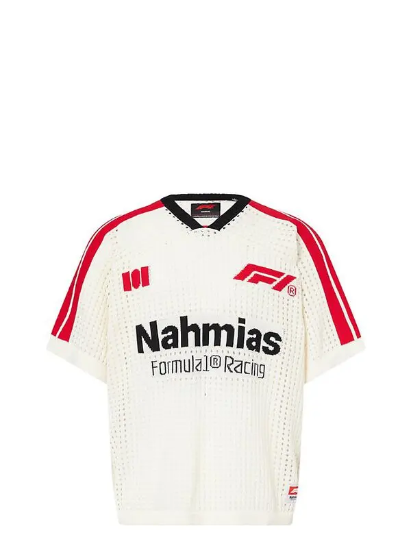 NAHMIAS Striped-sleeve Cotton-jersey Top - White